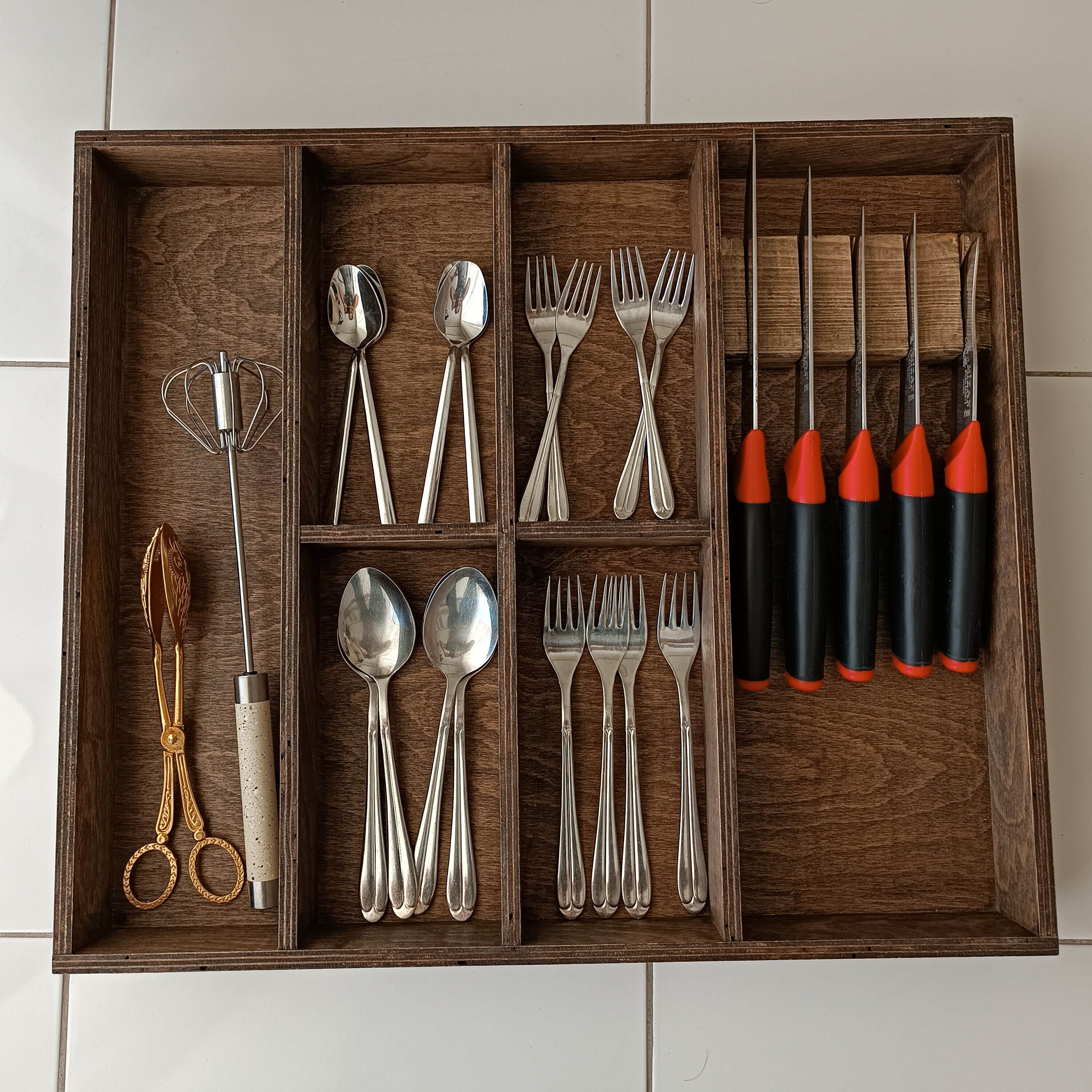 Custom Silverware Drawer Organizer, Wooden Drawer Organization, Knife ...