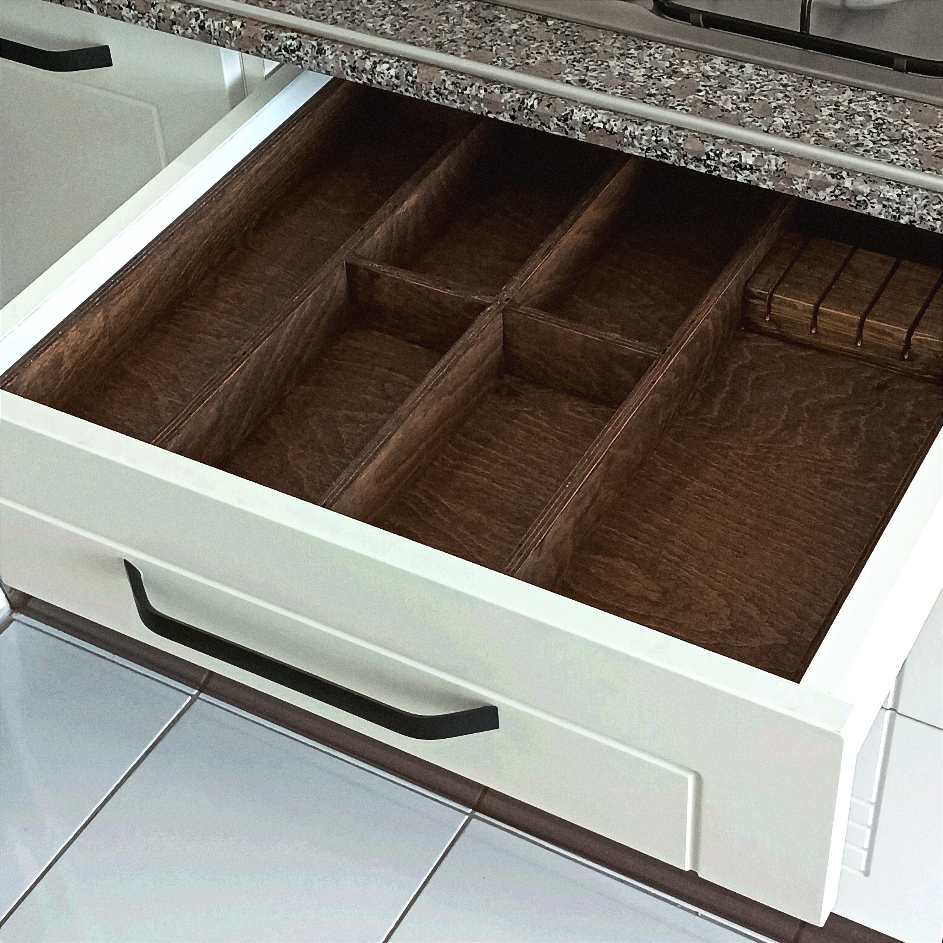 Custom Silverware Drawer Organizer, Wooden Drawer Organization, Knife ...