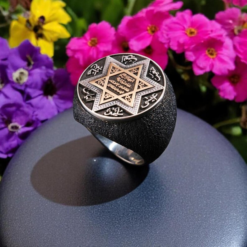 925 Sterling Silver Seal of King Solomon Ring, Secret of Solomon Ring ...