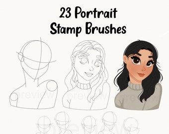 Procreate Portrait Stamp Brushes, Portrait Guide Stamps, Figure Stamp ...