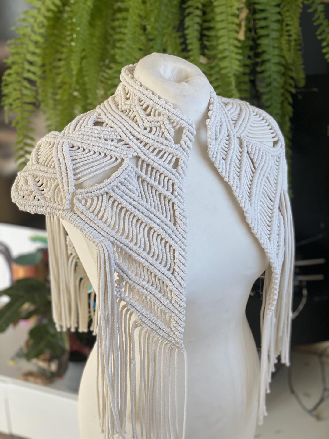 Elf Harness Macrame Cape | Daenerys White Cape | Fantasy Macrame Shawl ...