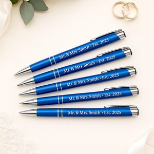 Wedding Favor Pens: Custom Engraved Black or Colored - Names & Date - Etsy