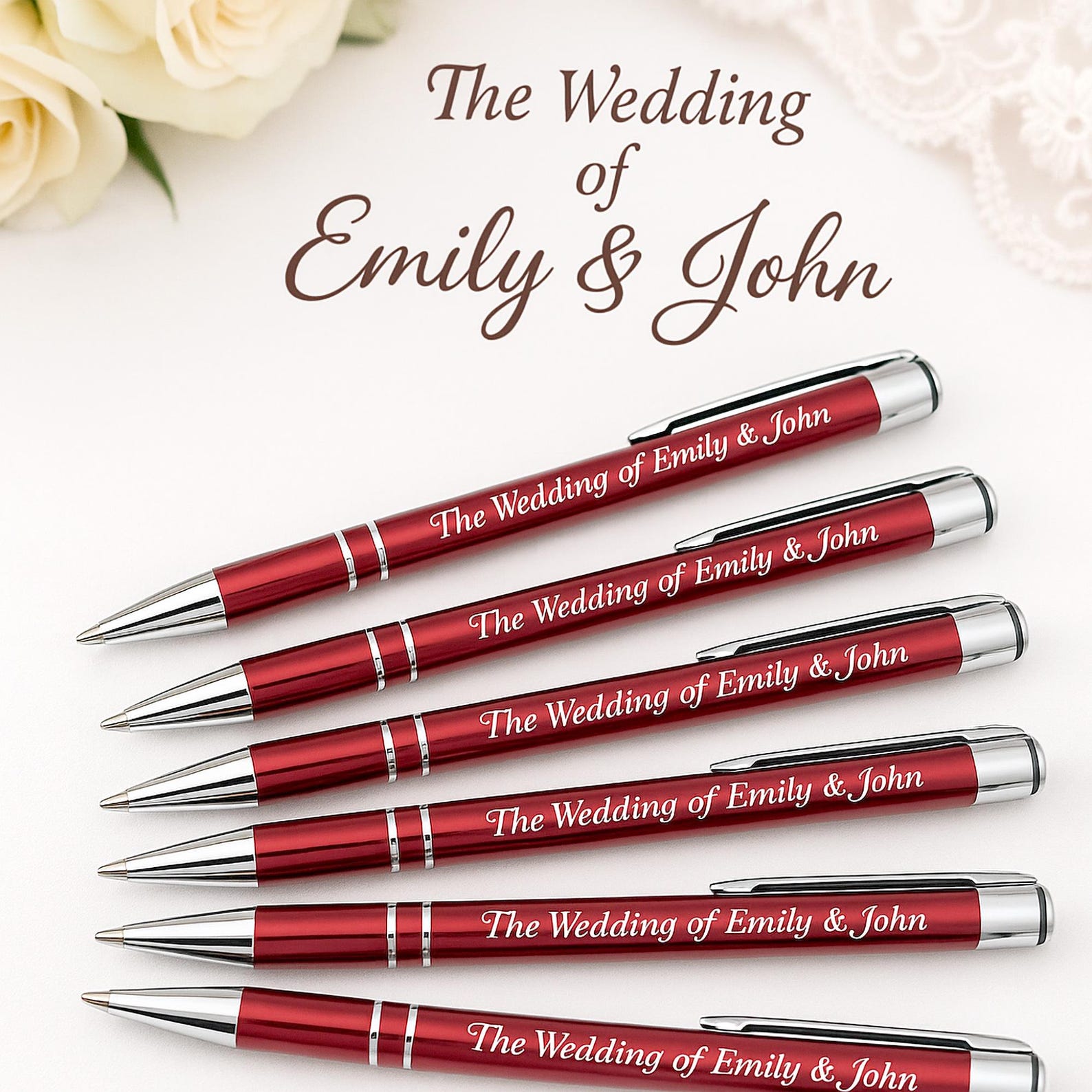 Wedding Favor Pens: Custom Engraved Black or Colored - Names & Date - Etsy