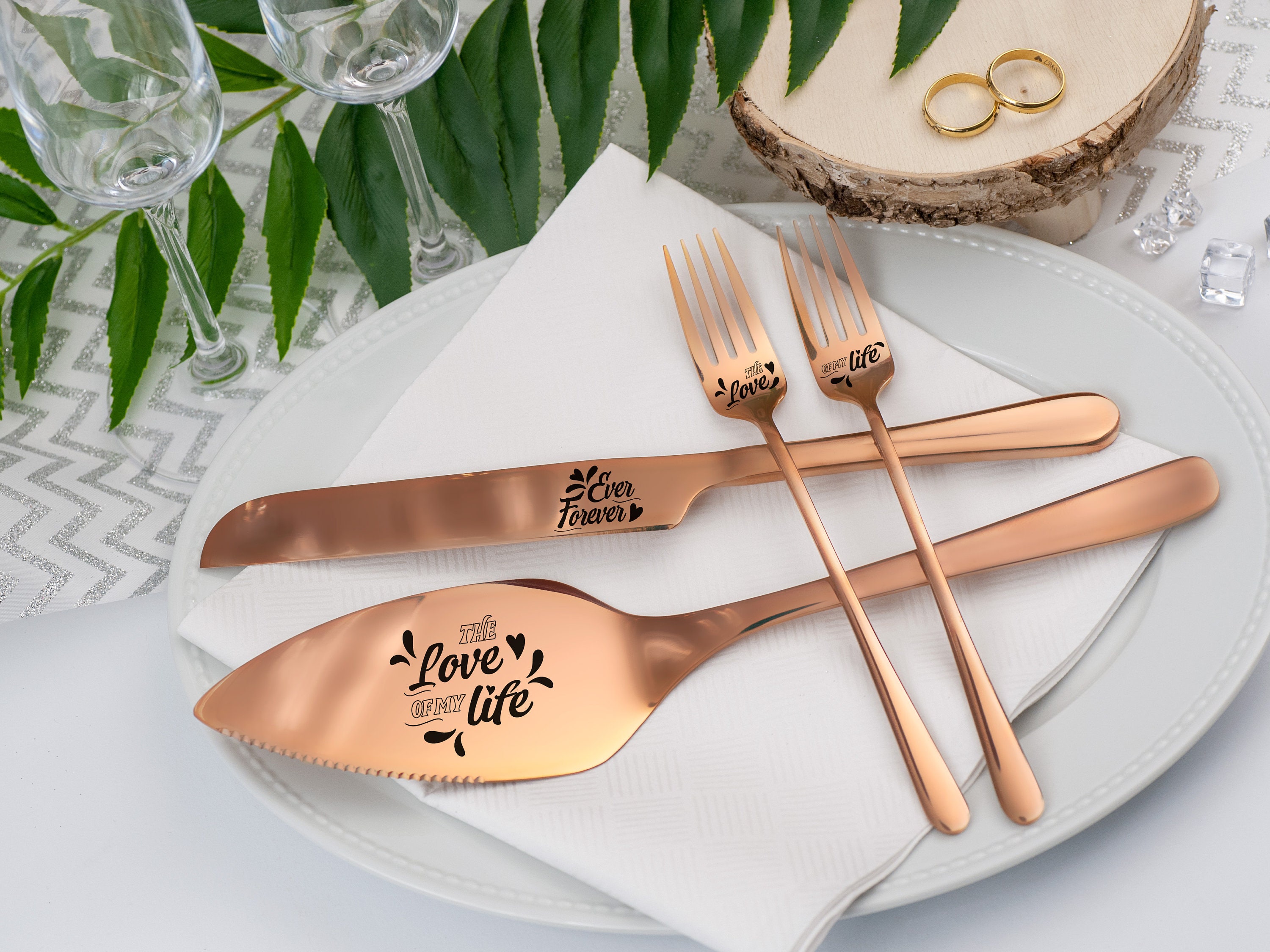 Personalized Wedding Day Fork Set Monogrammed Name & Date Engraved ...