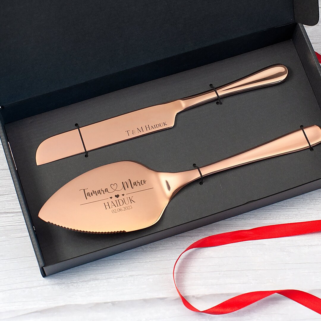Wedding Cake Knife and Server Set Custom Engraved Cake Cutting Set ...
