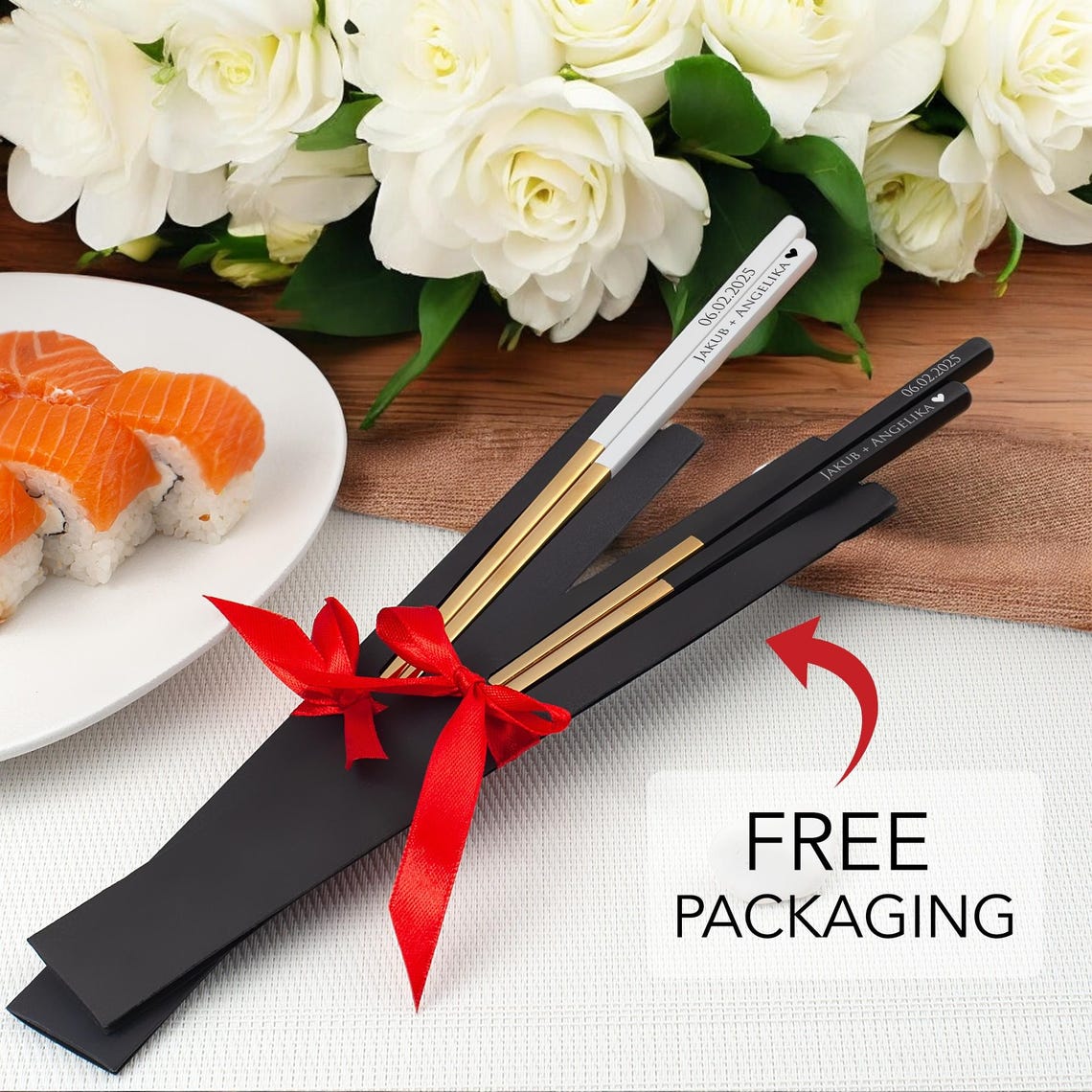 Personalized Wedding Chopsticks – Custom Engraved Metal Favors With ...
