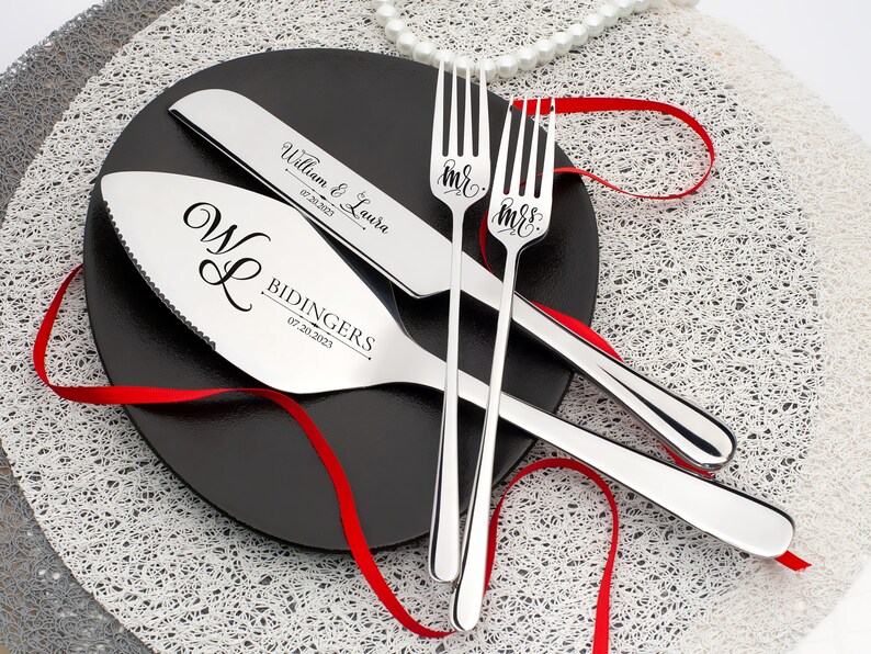 Personalized CAKE CUTTING Set Wedding Cake Cutter Engraved Cake Server ...
