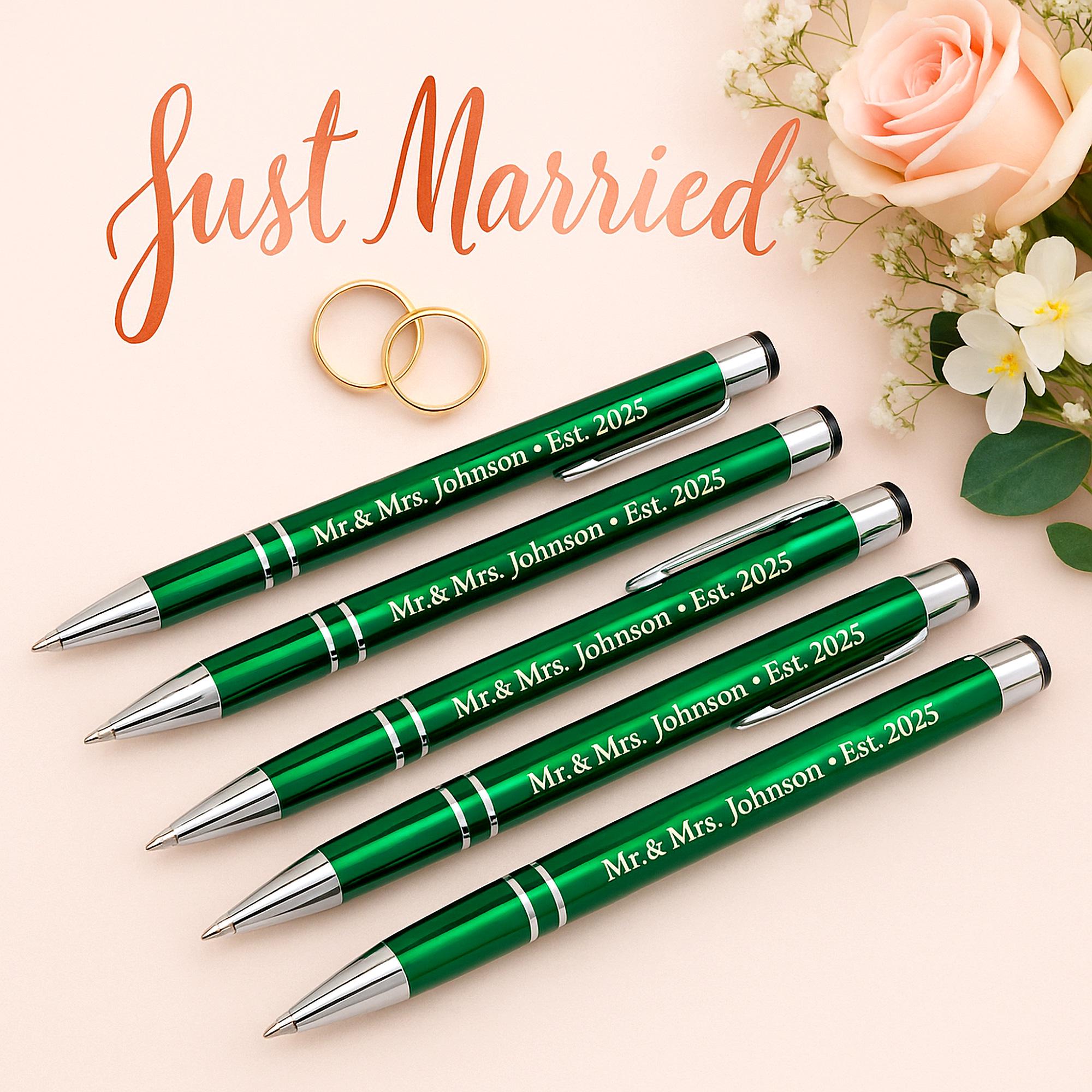 Wedding Favor Pens: Custom Engraved Black or Colored - Names & Date - Etsy