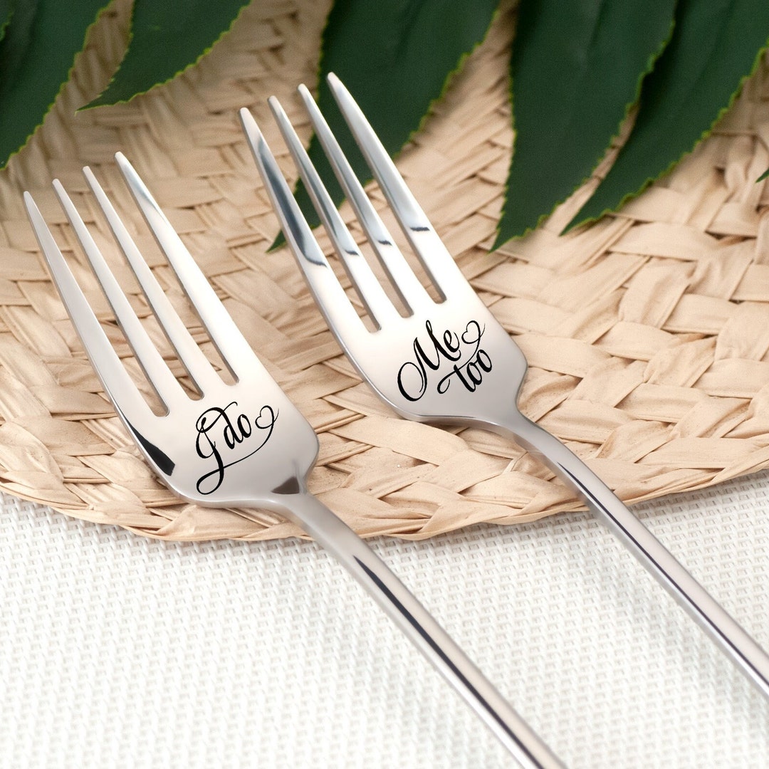 Personalized Wedding Day Fork Set - Monogrammed - Name & Date Engraved ...