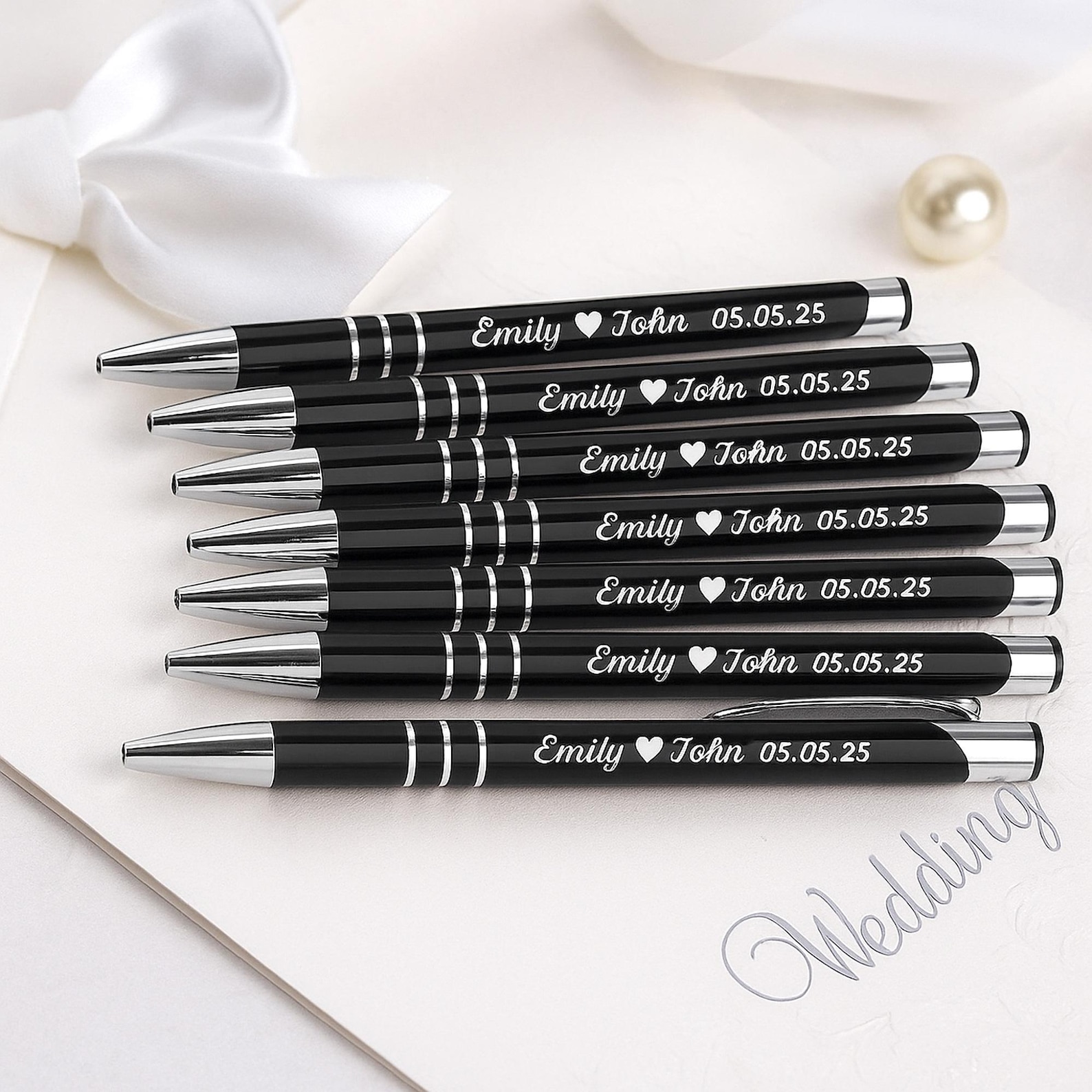 Wedding Favor Pens: Custom Engraved Black or Colored - Names & Date - Etsy