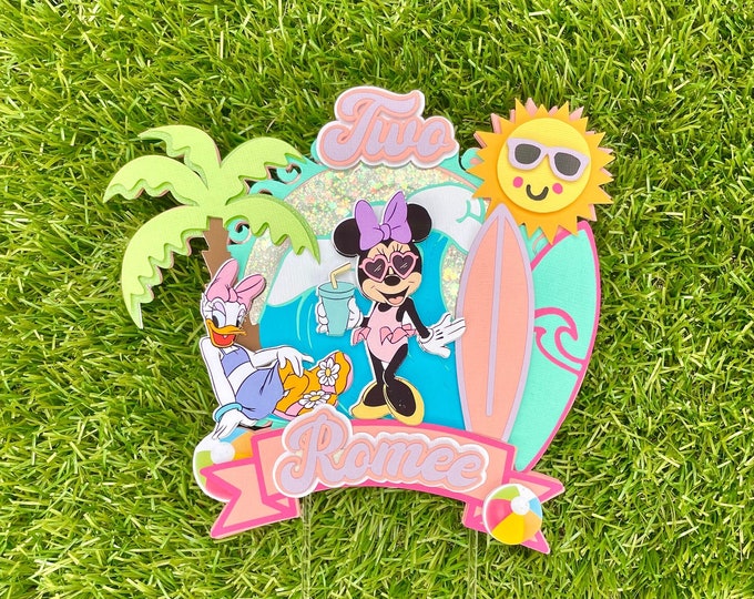 Minnie and Daisy Beach Cake Topper, Minnie Mouse Pool Party, Minnie and ...