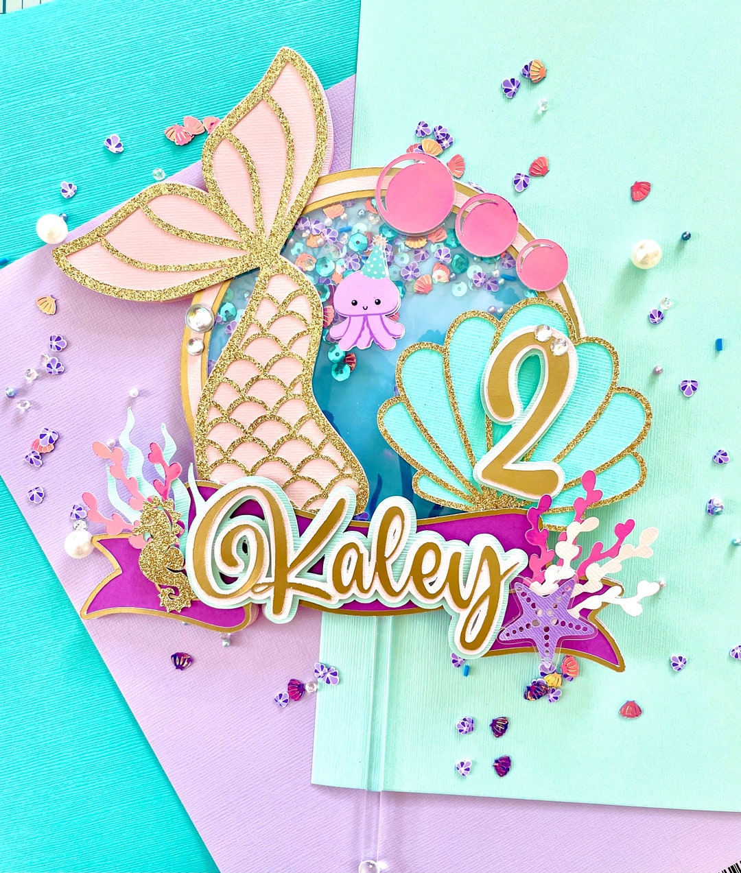 Mermaid Cake Topper, Under the Sea Cake Topper, Mermaid Birthday Theme ...