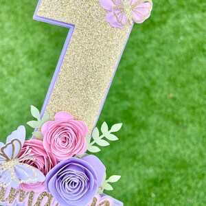 One Year Old Cake Topper, Floral Cake Topper, Number 1 Cake Topper, One ...