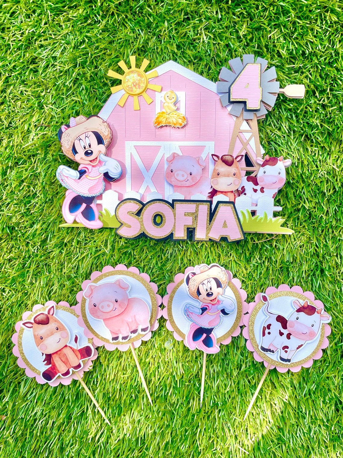 Farmer Minnie Mouse Cake Topper Farm Cake Topper Farm Party - Etsy