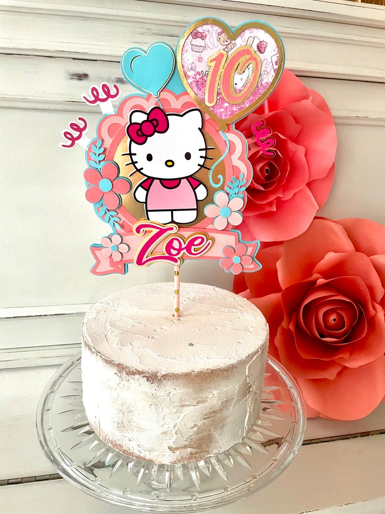 Kitty Cake Topper, Personalized Kitty and Friends Cake Topper, Kitty ...