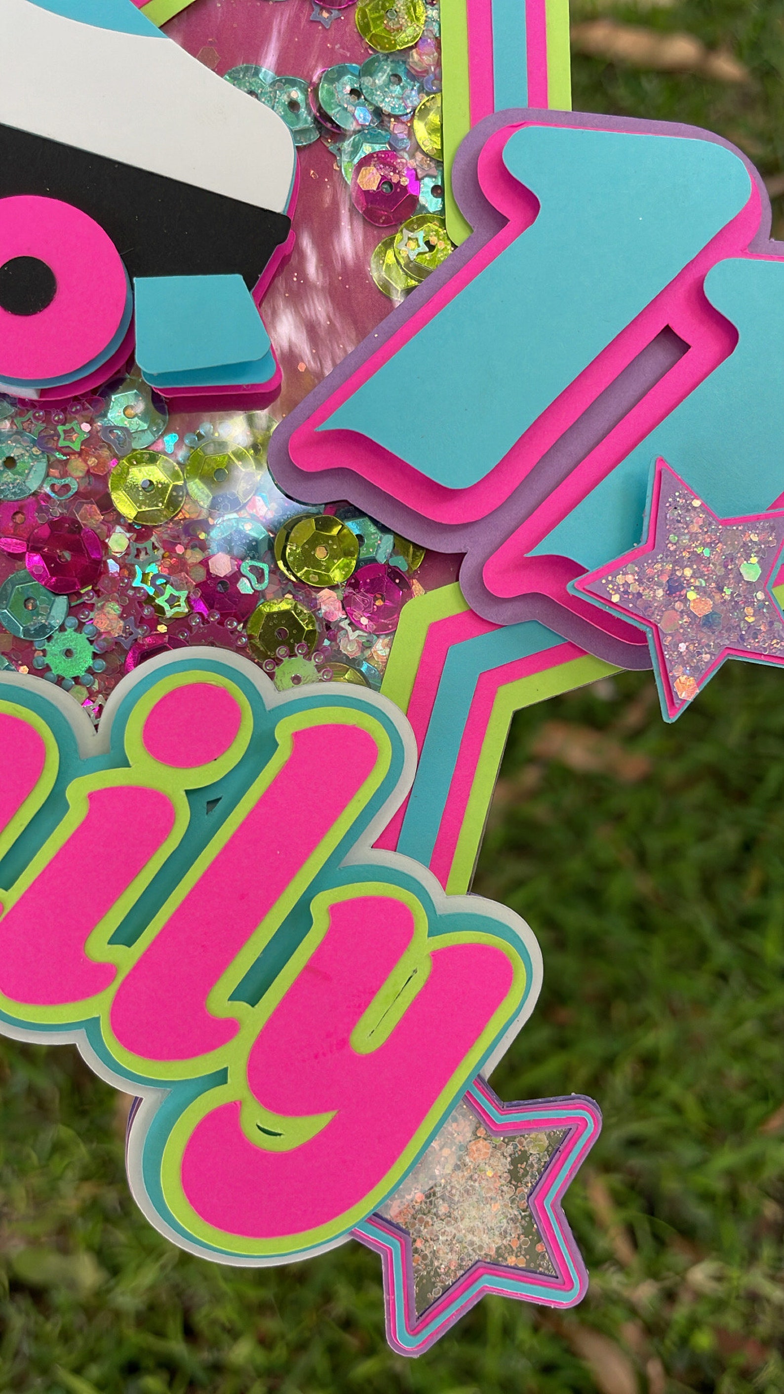 Retro Roller Skating Cake Topper, Roller Skating Birthday Party, Neon ...