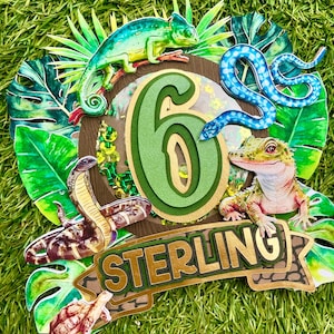 Reptile Cake Topper, Reptile Birthday Decor, Lizards, Snakes, Alligator ...