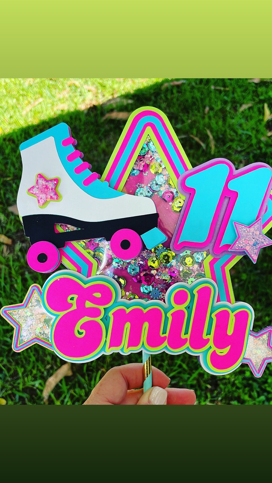 Retro Roller Skating Cake Topper, Roller Skating Birthday Party, Neon ...