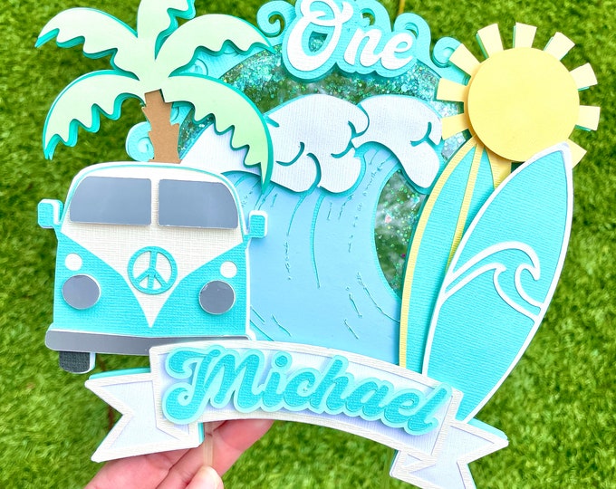 Beach Cake Topper, Surf Cake Topper, Summer Cake Topper, VW Cake Topper ...