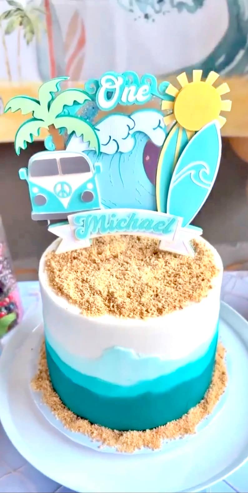Beach Cake Topper Surf Cake Topper Summer Cake Topper VW - Etsy
