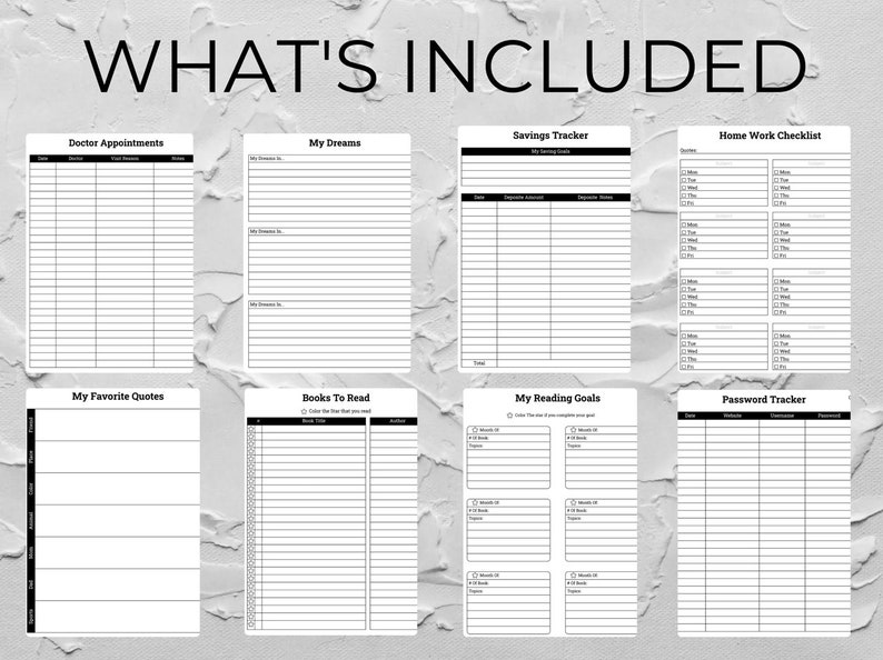 ADHD Printable Planner for Organisation and Productivity. Minimalist ...