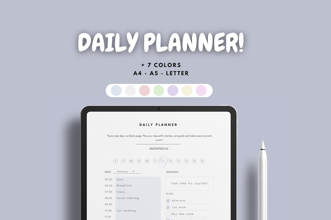 Daily Planner With Motivational Quote Multi-color Printable - Etsy