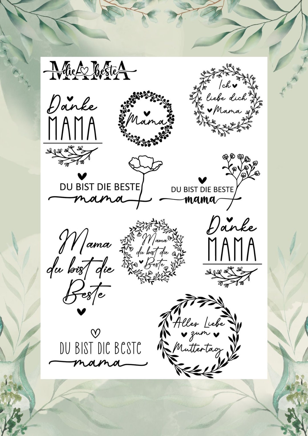 Rub Ons I Rub-On Mama Muttertag, A5, Transfer Sticker, z.B. f. Raysin ...