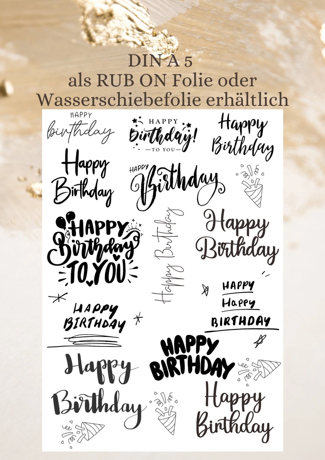 Rub Ons I Rub-on Happy Birthday A5 Transfer Sticker E.g. - Etsy