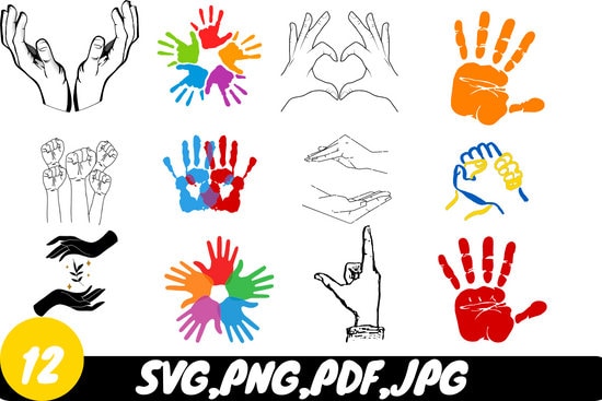 Hands Svg,hands Set Svg,hands Design,hands Logo - Etsy