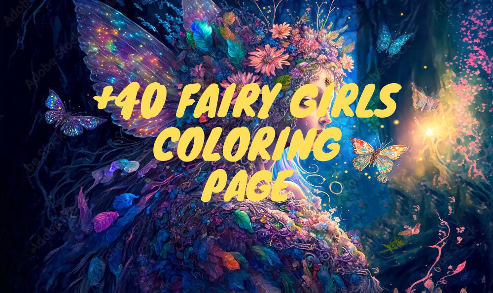 Dreamy Fairy Girls: A+40 Page Coloring Book for Adults and Children ...