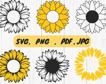 Sunflower SVG, PNG, Flower SVG, Sunflower Clipart, Cut File for Cricut ...