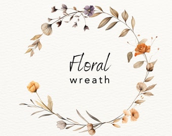 Watercolor Floral Wreath | Wreath Clipart | Wedding Clipart | Pink ...