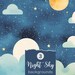 3 X Night Sky Watercolor Backgrounds | Celestial Stars & Moon Clipart ...