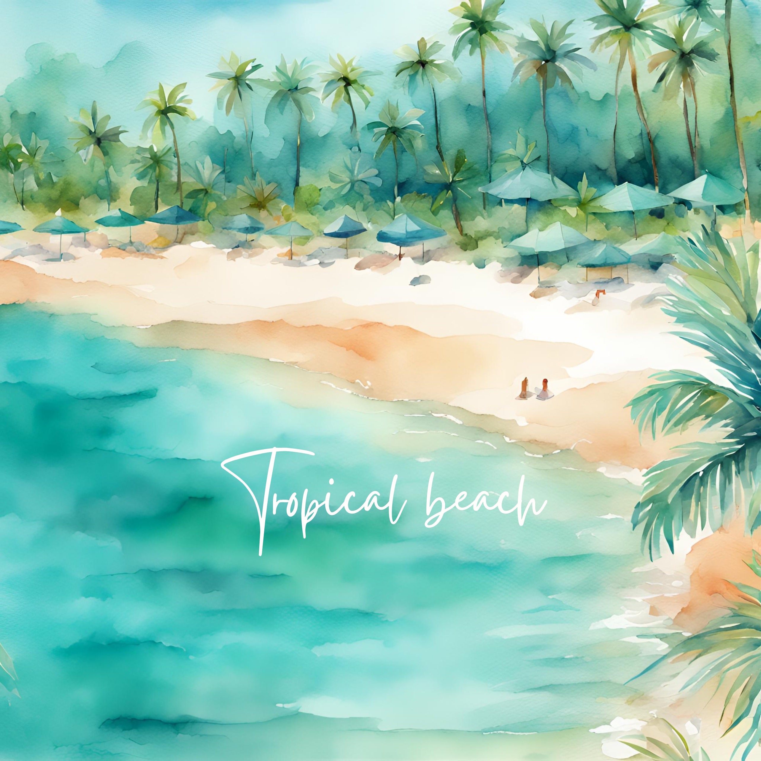 6 Tropical Beach Backgrounds | Beach Landscapes Watercolor Clipart ...
