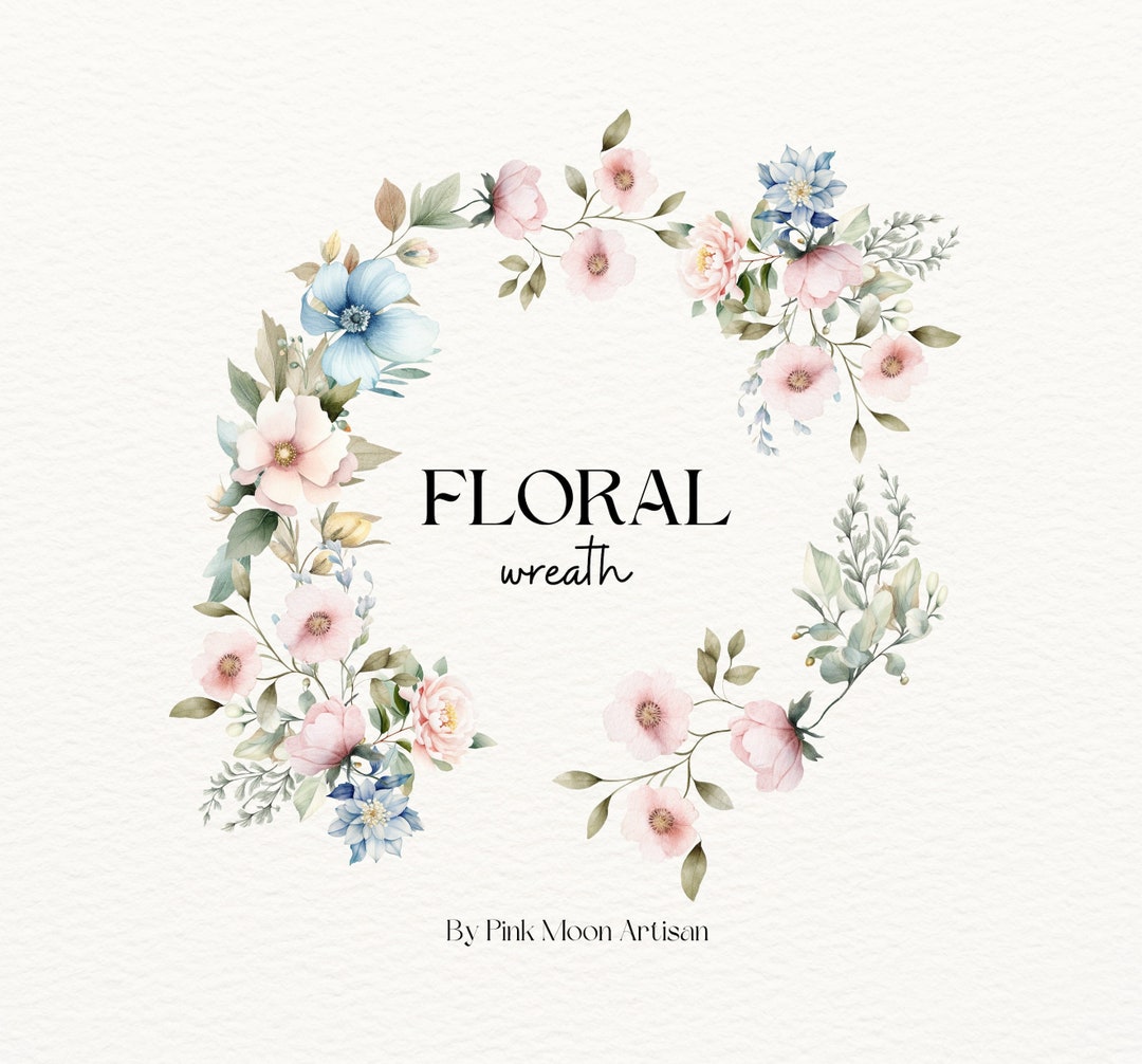 Watercolor Floral Wreath | Wreath Clipart | Wedding Clipart | Pink ...