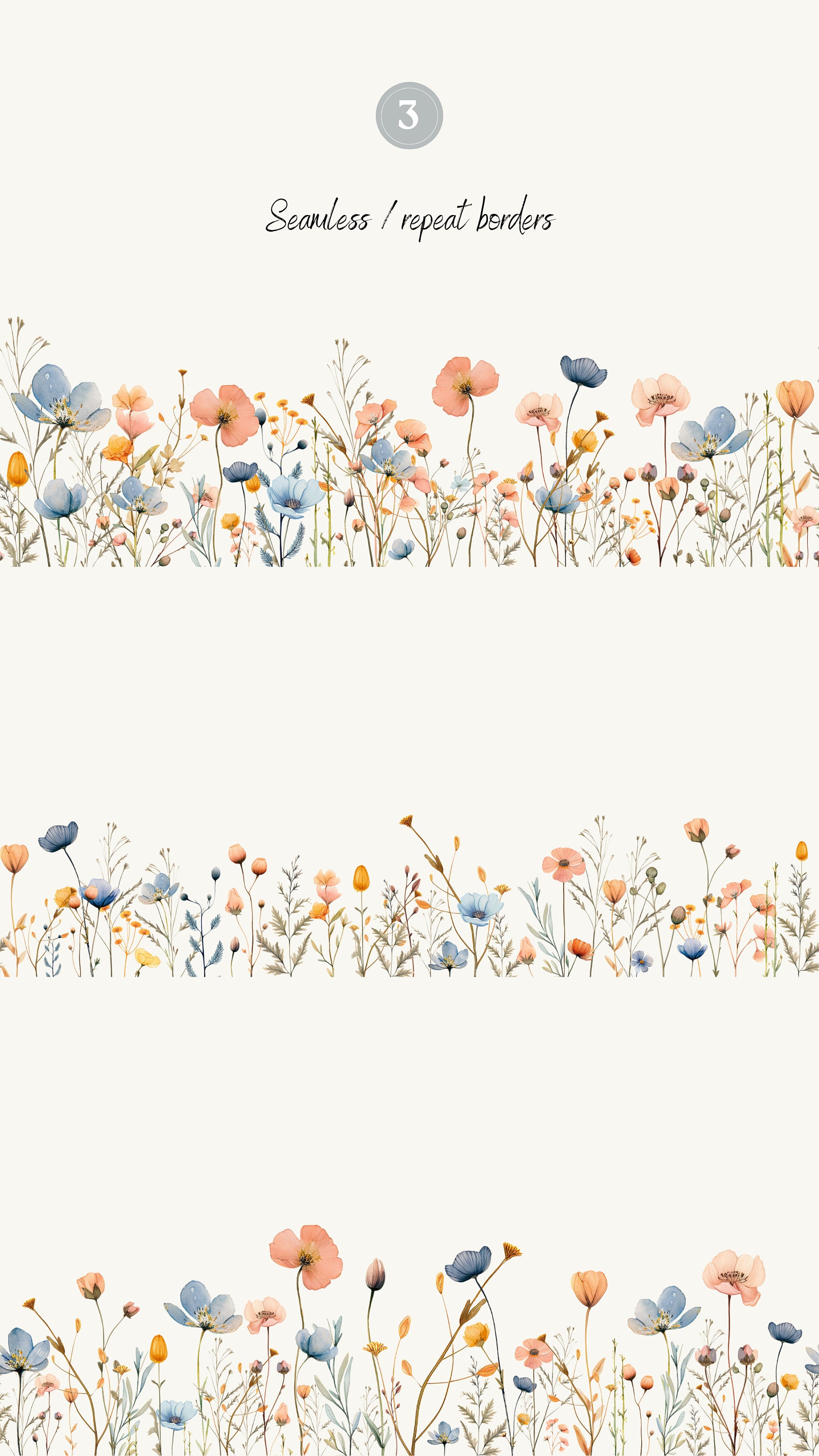 Dainty Florals Border Set Watercolor Floral Clipart Wildflowers Wedding ...