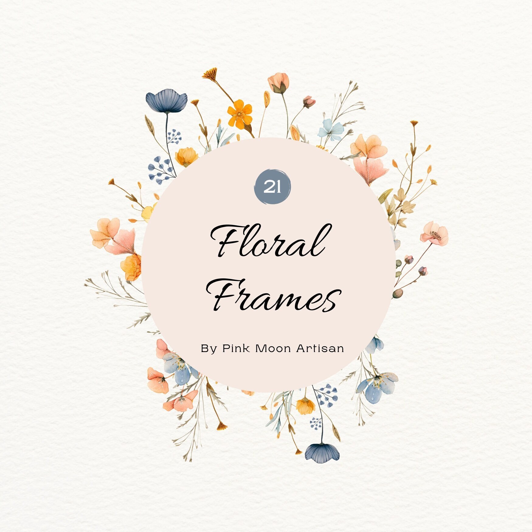 Floral Frame Set Floral Clipart Frame Clipart Premade Clipart Frame ...