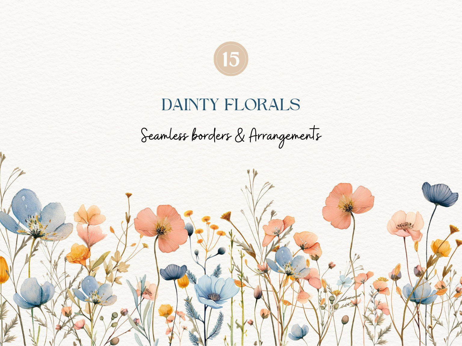 Dainty Florals Border Set Watercolor Floral Clipart Wildflowers Wedding ...