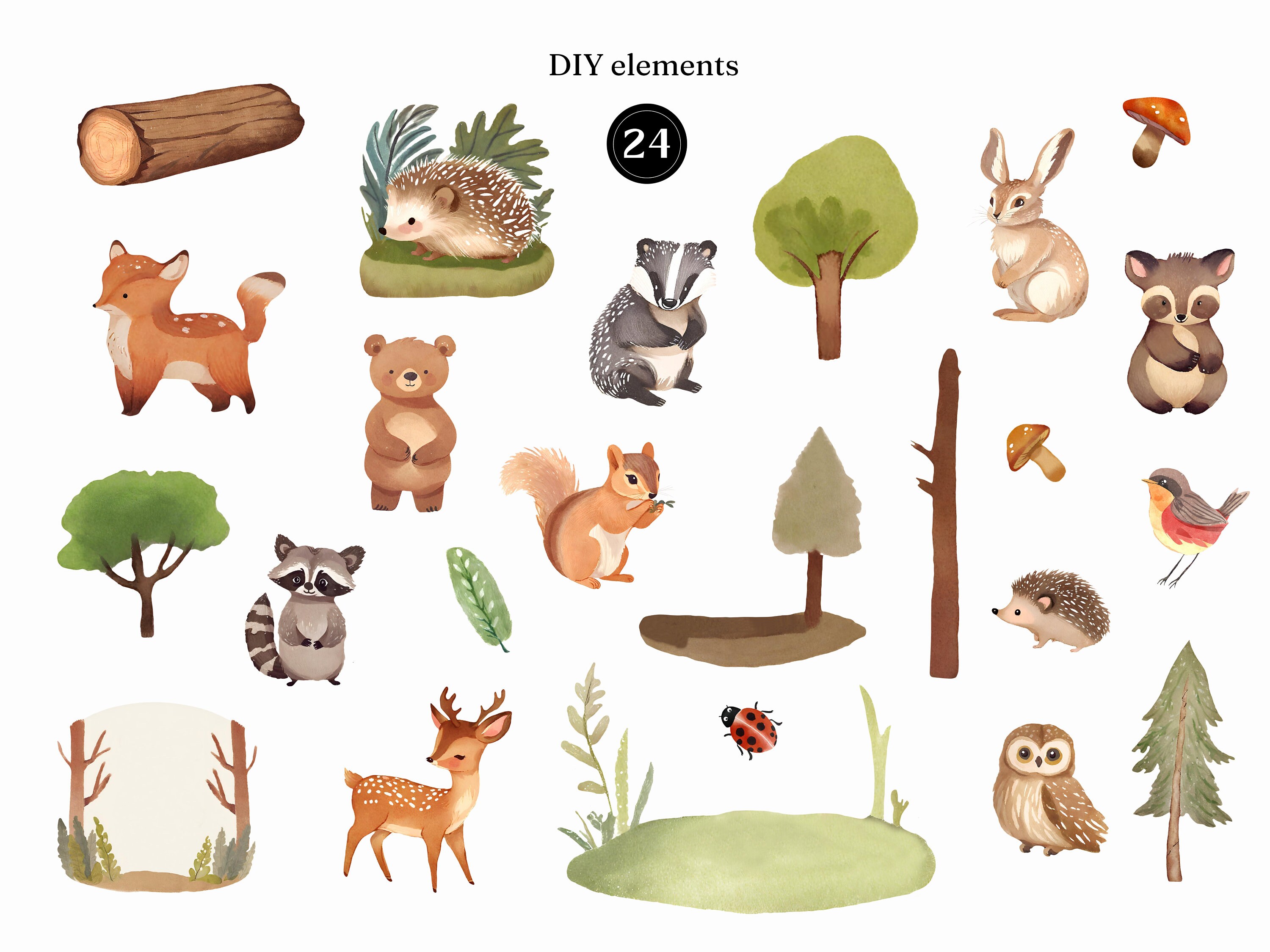 Forest Animals Clipart | Woodland Animals Watercolor Clipart, Autumn ...