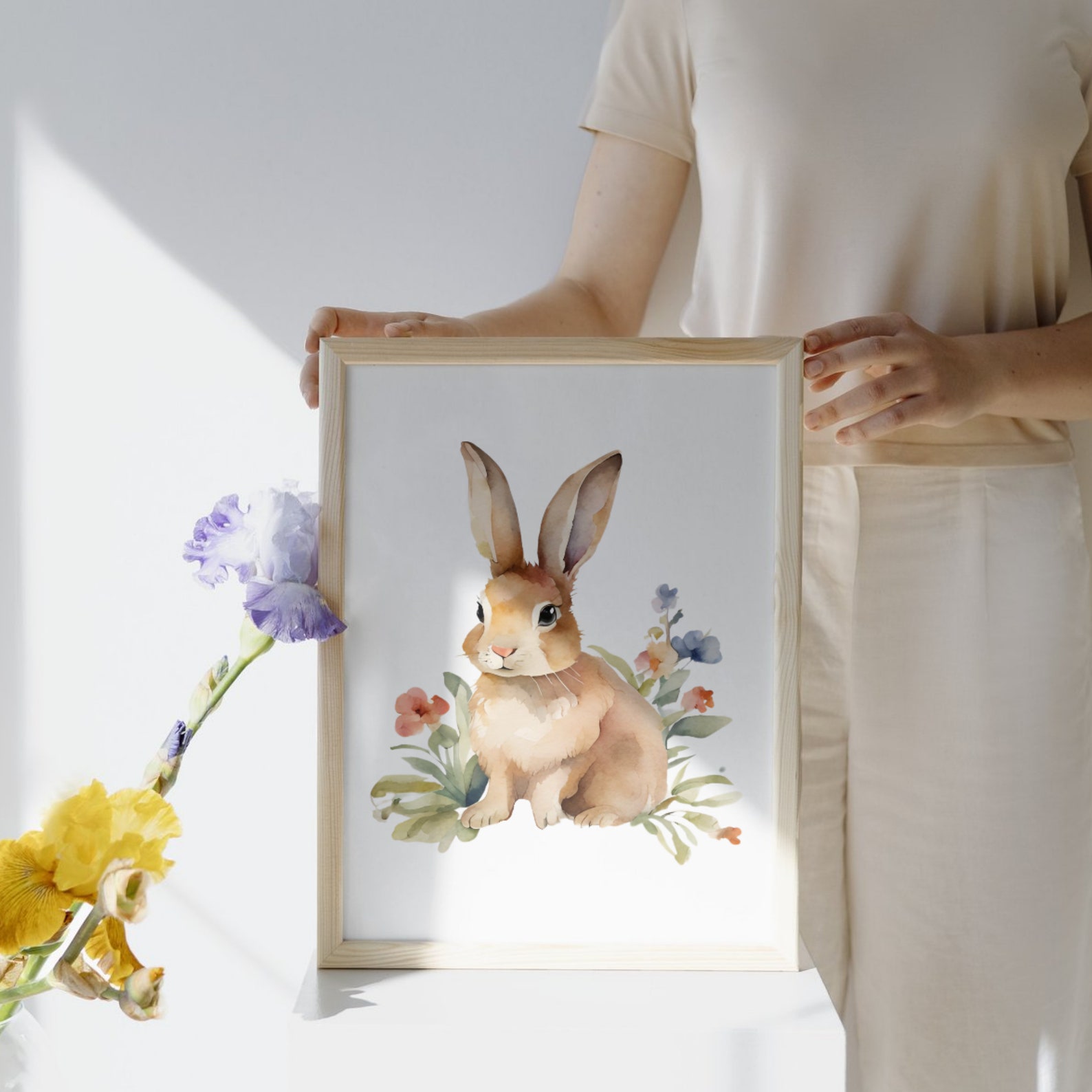 Bunnies Clipart Clipart Set DIY Floral Bunnies Elements, Children ...