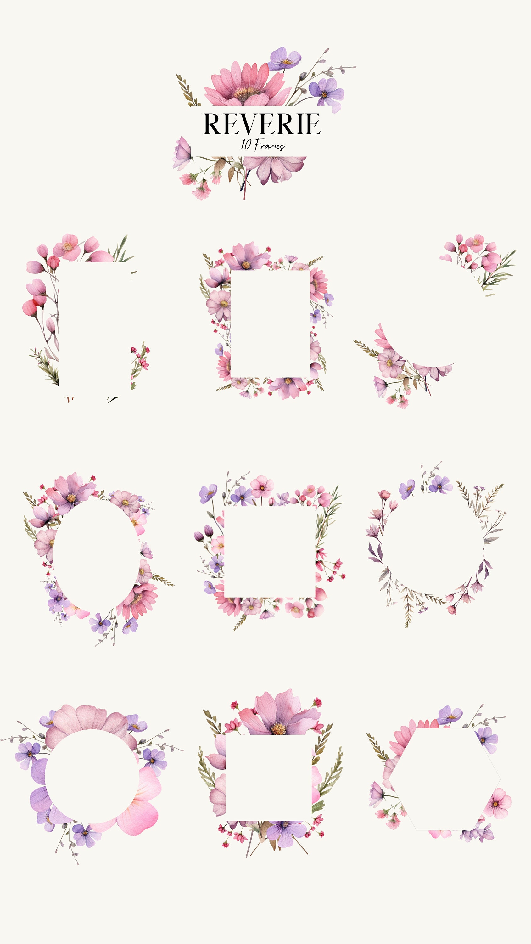 REVERIE Spring Floral Watercolor Clipart Set Spring Watercolor Flowers ...