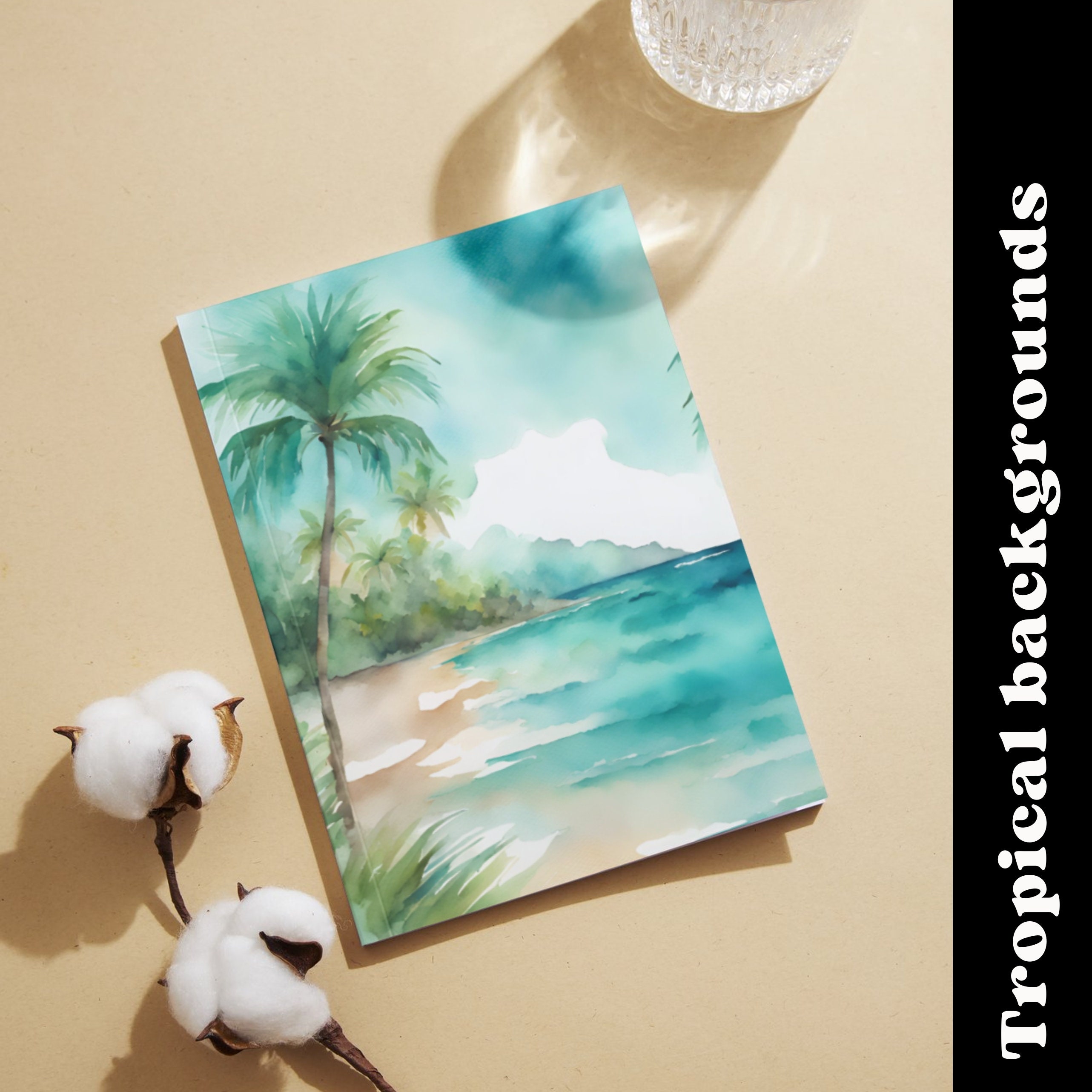 6 Tropical Beach Backgrounds Beach Landscapes Watercolor Clipart Sea ...
