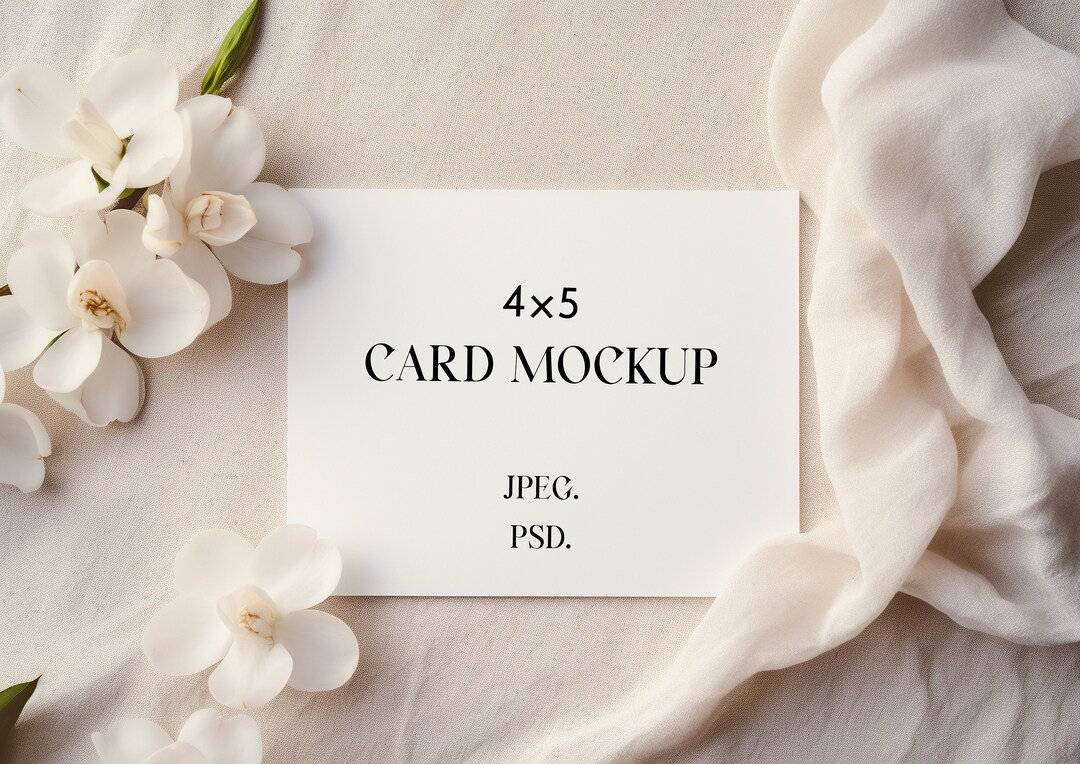 Horizontal 5x4 Card Mockup | Minimalist Card Mockup | Boho Stationery ...