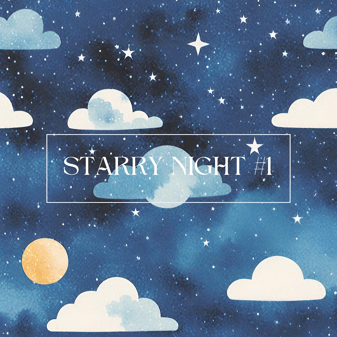 3 X Night Sky Watercolor Backgrounds | Celestial Stars & Moon Clipart ...