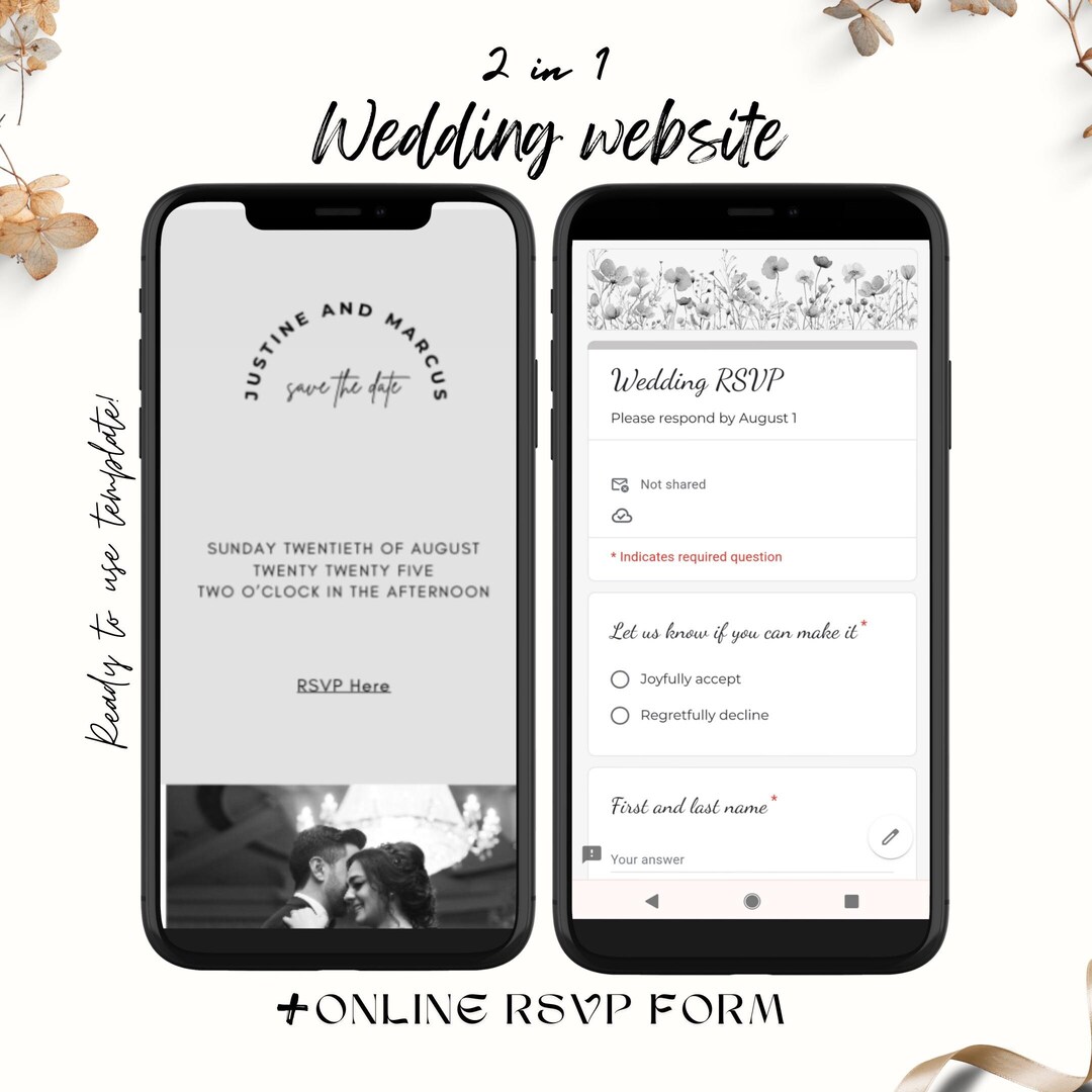 Minimalist Wedding Invitation Website + RSVP Form | RSVP Registration ...
