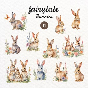 Bunnies Clipart Clipart Set | DIY Floral Bunnies Elements, Children ...