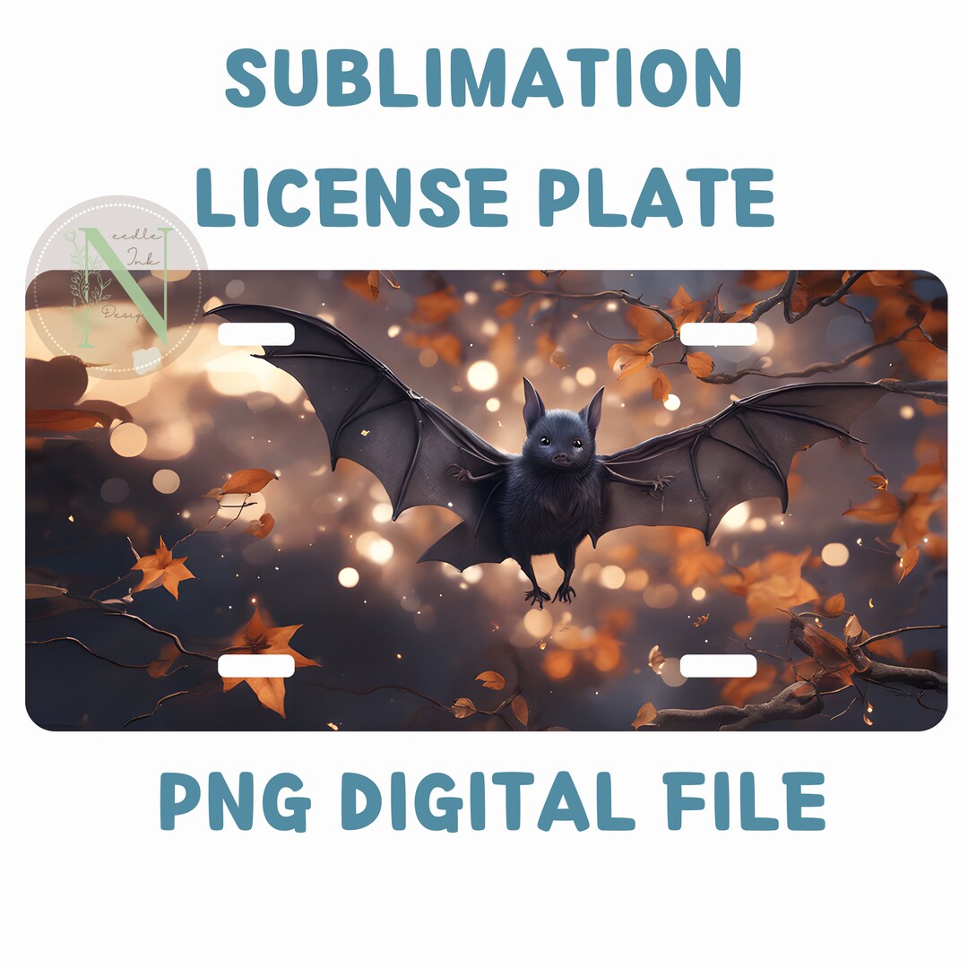 Halloween Bat License Plate Sublimation Kawaii Bat License - Etsy