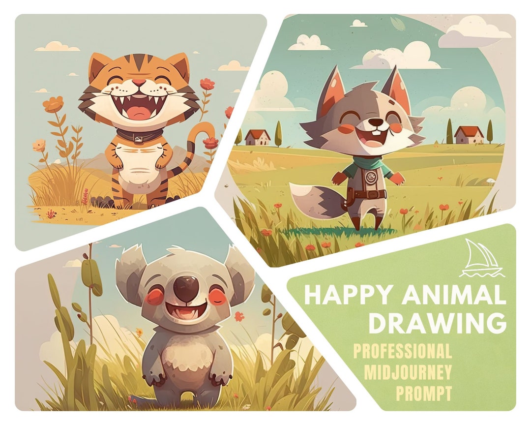 Single Prompt: Animal Drawing Nursery Art Midjourney Prompt | Beautiful ...