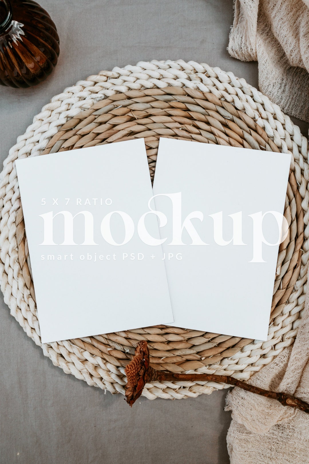 Boho Wedding Invitation Mockup | Layered Card Stationery Mockup ...