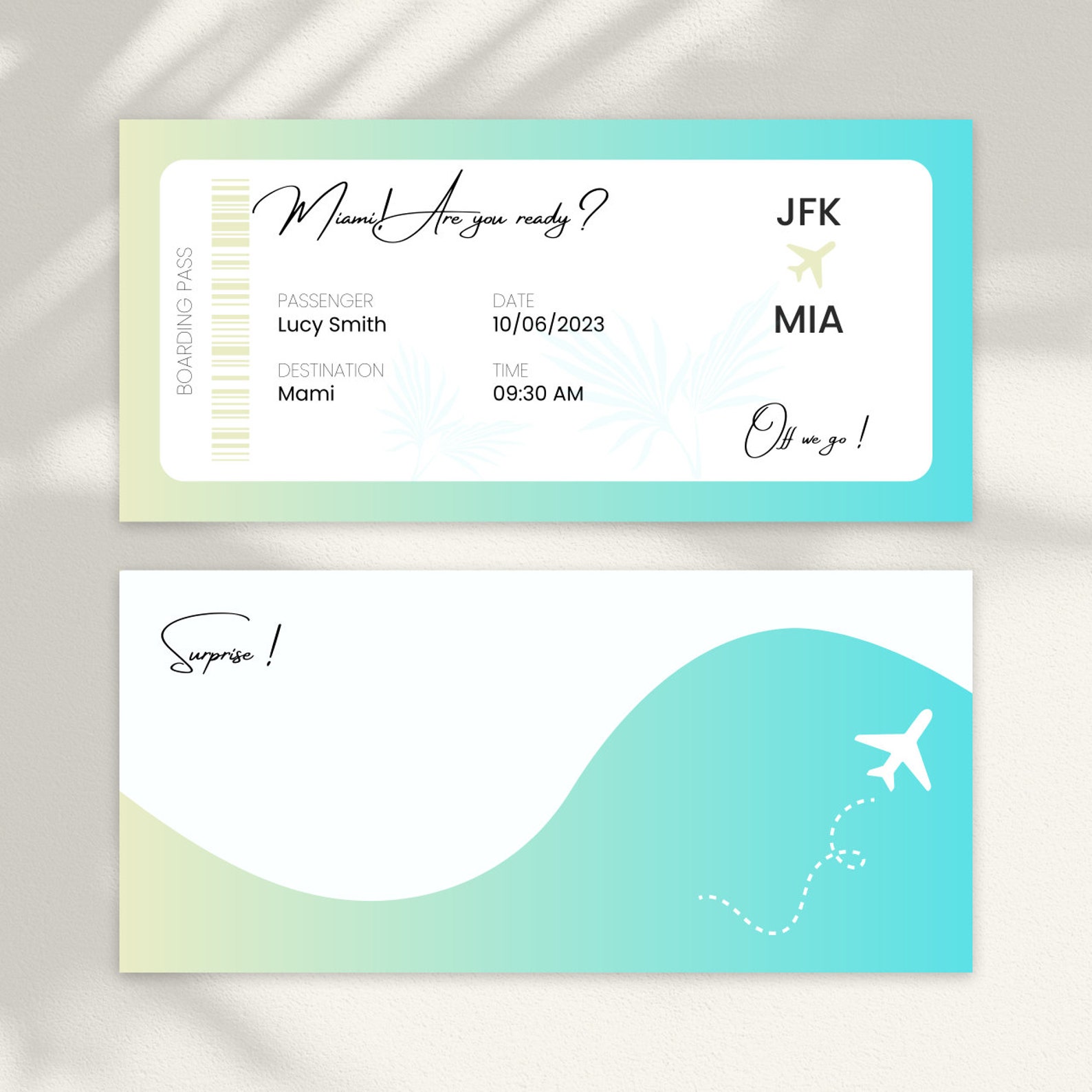 Editable Boarding Pass Template, Printable Flight Ticket, Digital ...